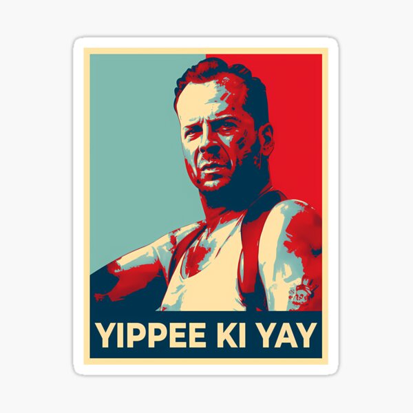 "Retro Yippee Ki Yay Pop Art Portrait" Sticker for Sale by otpijimuw | Redbubble