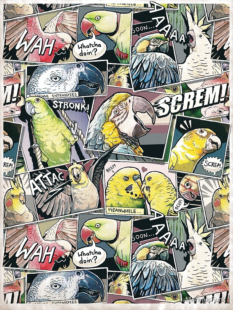 "Parrots Comic Style" Poster for Sale by MaratusFunk | Redbubble
