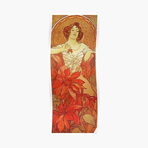 "Vintage Alphonse Mucha - Ruby Art Nouveau" Poster by AllVintageArt ...