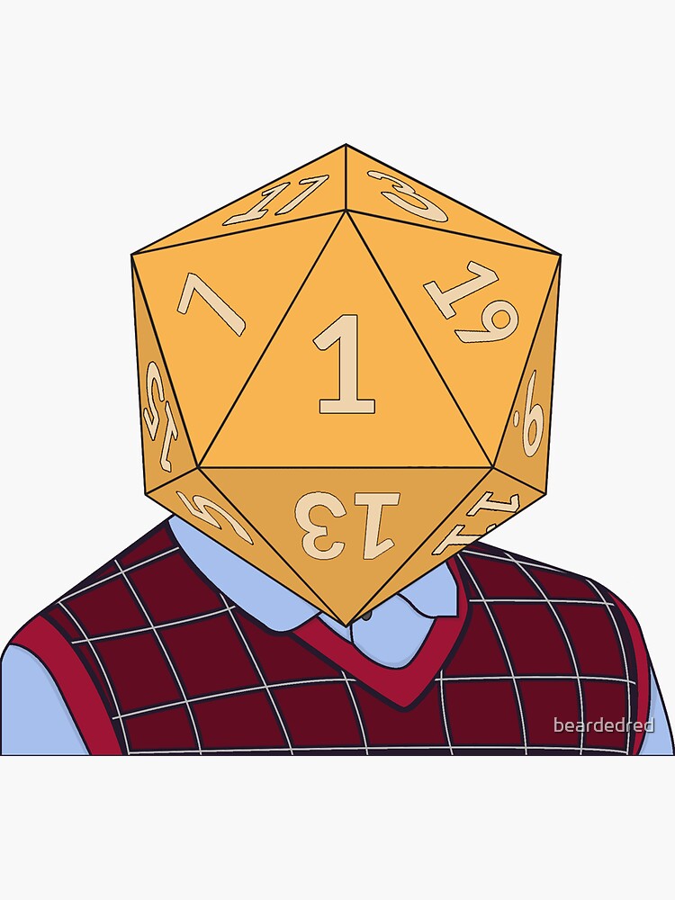 "Bad Luck Brian Crit Fail Meme D&D" Sticker for Sale by beardedred ...