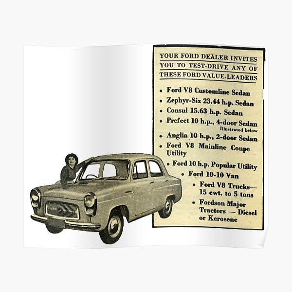 "The Ford Prefect. The favourite '50s Car! " Poster by taspaul | Redbubble