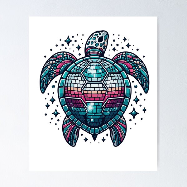 "Disco colorful Sea Turtle Conservation, Turtle Lover Gift" Poster for ...