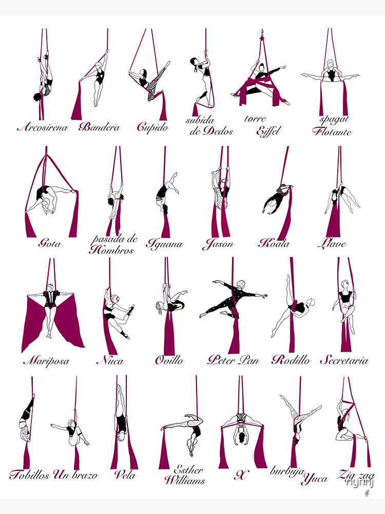 "Complete Spanish Aerial Alphabet (silks)" Sticker for Sale by rlynnj ...
