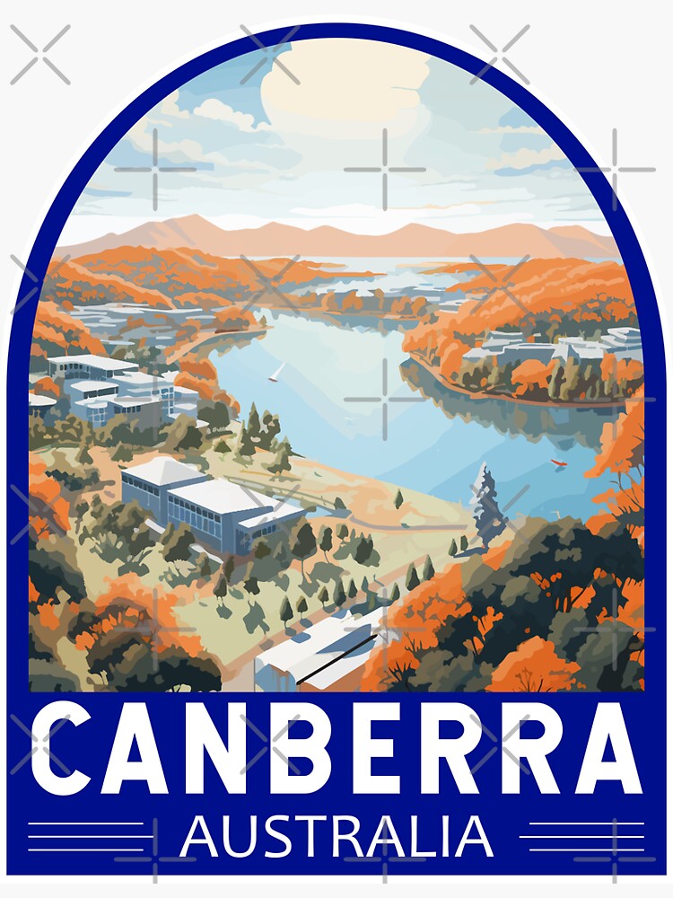 "Canberra Australia Travel Art Emblem" Sticker for Sale by ...