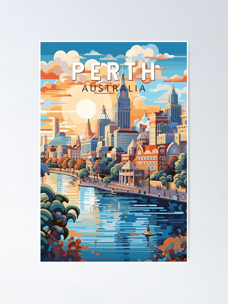 "Perth Australia Travel Art Vintage" Poster for Sale by KrisSidDesigns ...