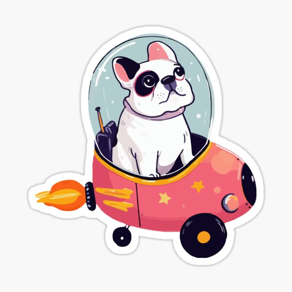 "First Frenchie in space" Sticker for Sale by BarkandStick | Redbubble
