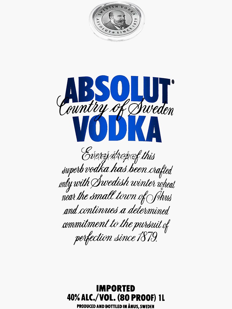 "Absolut Vodka Label" Sticker for Sale by hekheler | Redbubble
