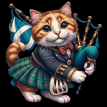 "Scottish Cat with Bagpipes" Sticker for Sale by Azrora | Redbubble