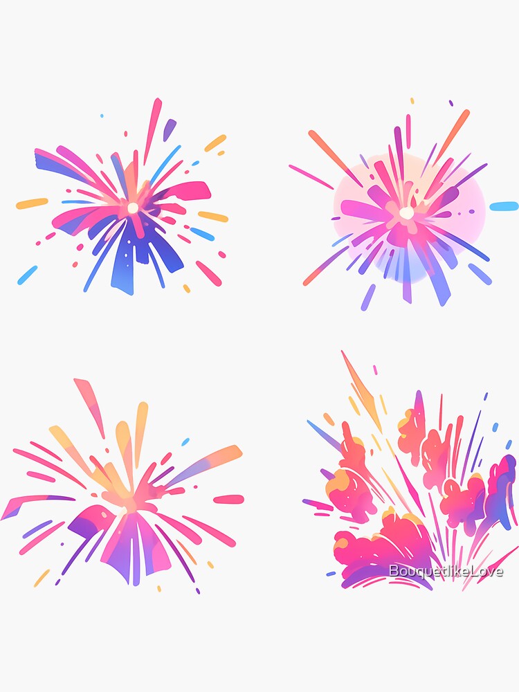 "Cute Fireworks Illustration Stickers" Sticker for Sale by ...