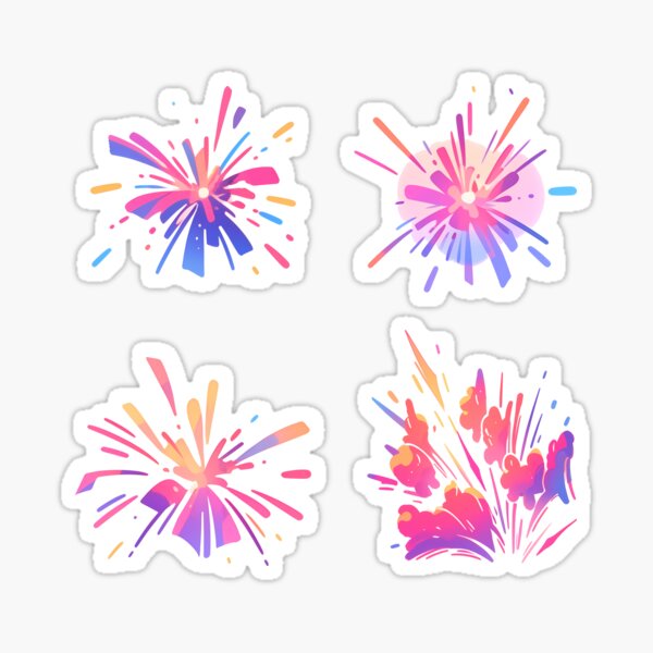 "Cute Fireworks Illustration Stickers" Sticker for Sale by ...