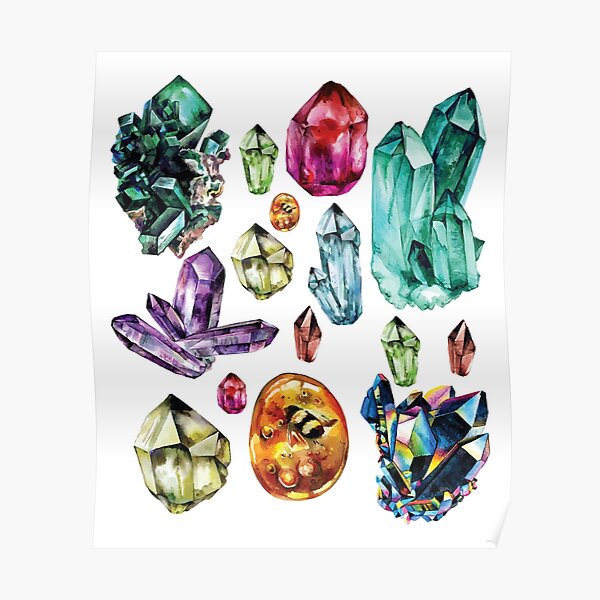 "Gems Crystals & Amber Crystal Healing" Poster for Sale by banwa ...