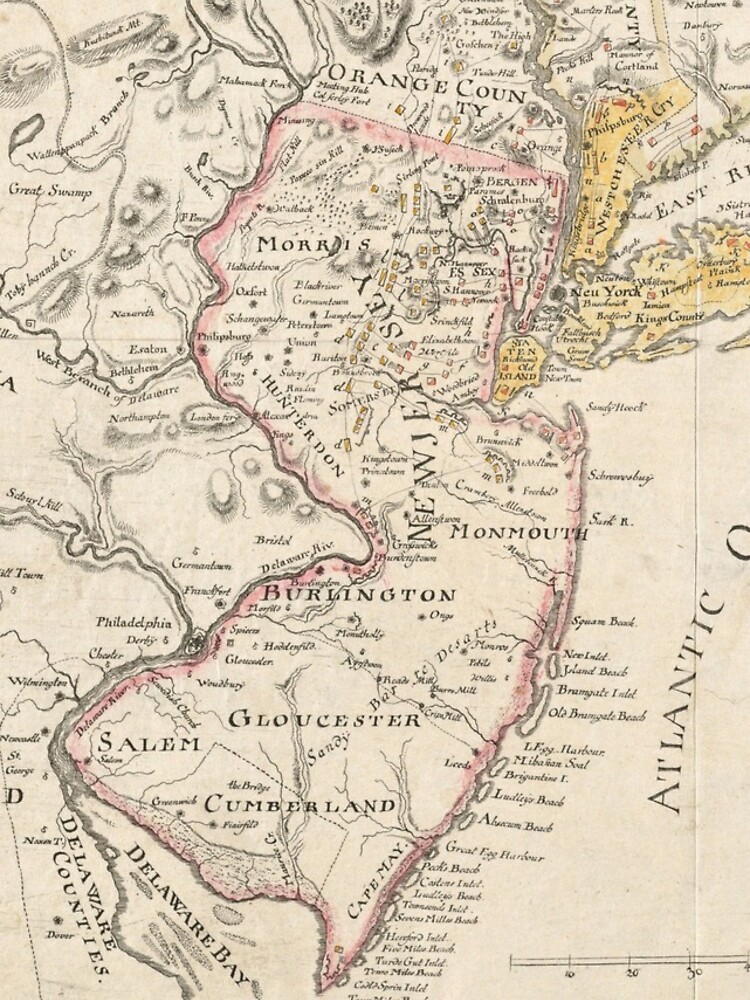 "Vintage Map of New Jersey (1780)" iPhone Case for Sale by BravuraMedia ...