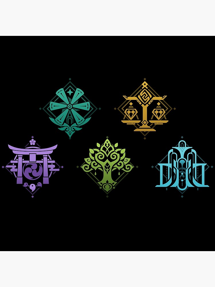 "Teyvat regions logos Genshin Impact" Poster for Sale by damomonkey ...