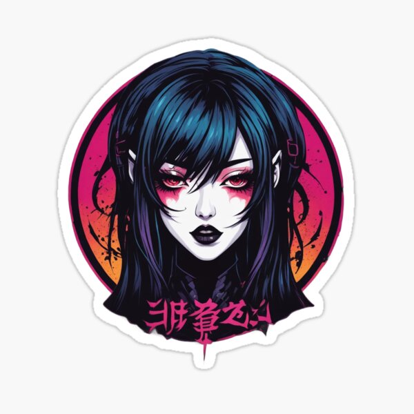 "Anime Goth Girl, Kanji, Unique Logo" Sticker for Sale by Burn-Ego ...