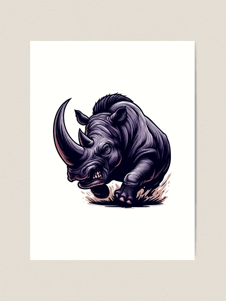 Charging Rhino Drawing Charging Rhino Vectors 55394802 Vector Art At