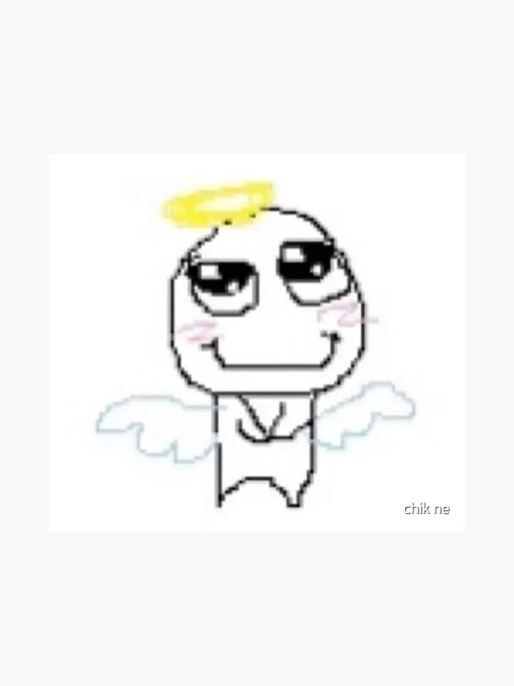 "smiling angel silly reaction meme drawing" Sticker for Sale by ...