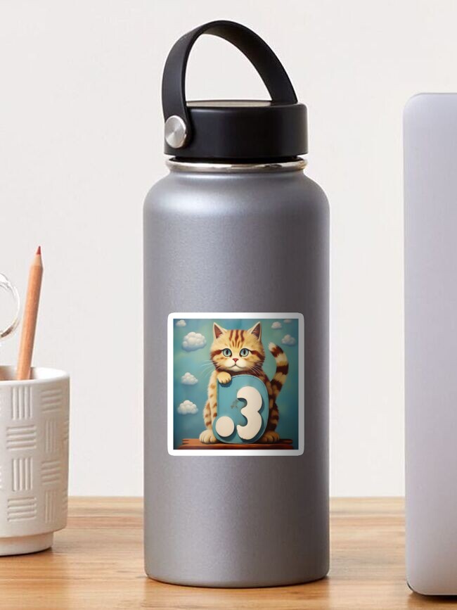 "Number Three with Cat | Numerals | Cat Illustration | Cat Art" Sticker ...