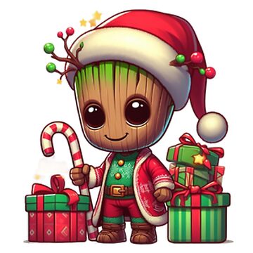 "Baby Groot Santa" Sticker for Sale by EssenceRise | Redbubble