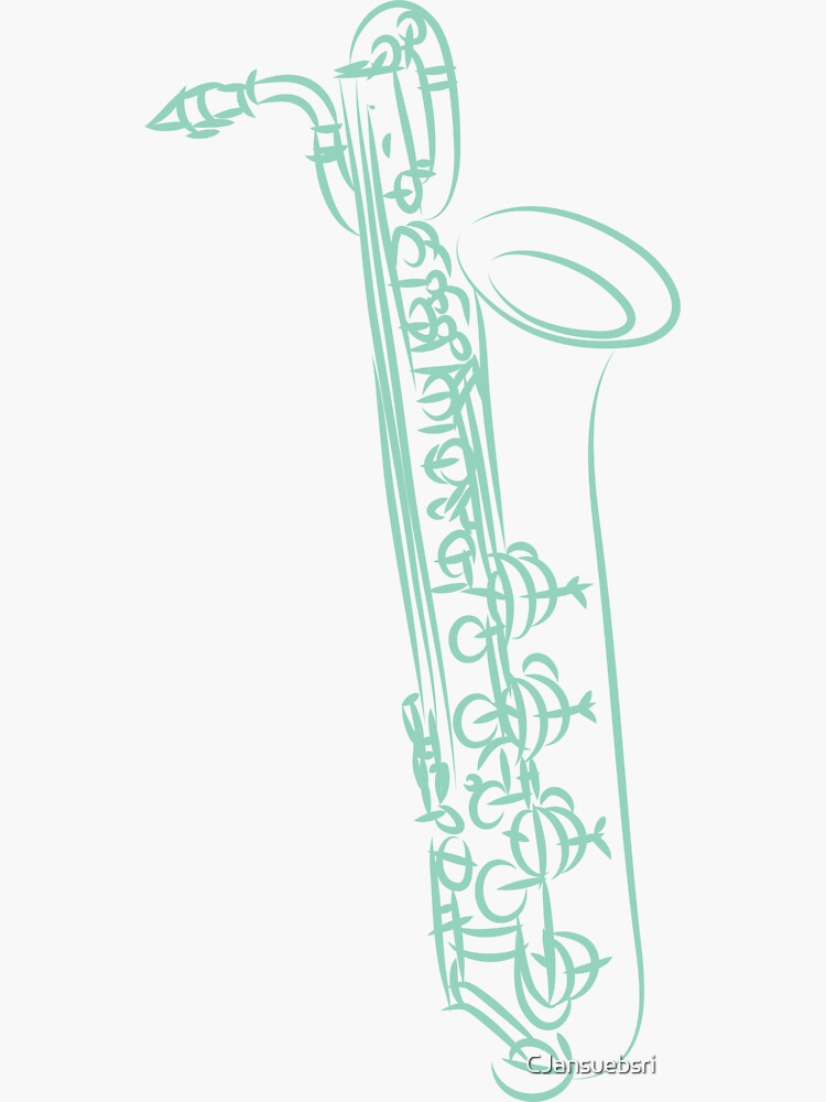 "Baritone Saxophone, Line Art Drawing" Sticker for Sale by CJansuebsri ...