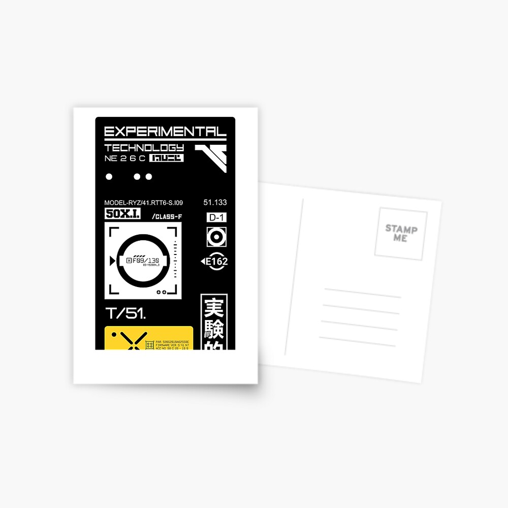 "Experimental technology prototype decal label black " Sticker by Arez ...