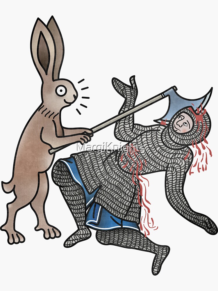 "Violent Rabbit Medieval Axe Meme" Sticker for Sale by MargiKnights ...