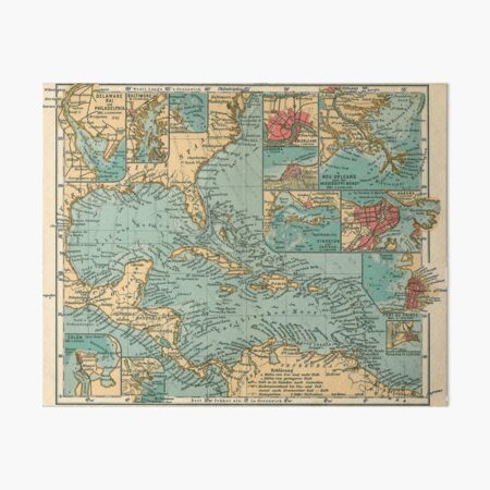 "Vintage Map of The Caribbean (1906)" Art Board Print by BravuraMedia ...