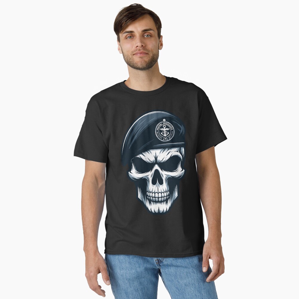 "Naval Special Forces Skull Emblem - Military Badge Design" Sticker for ...