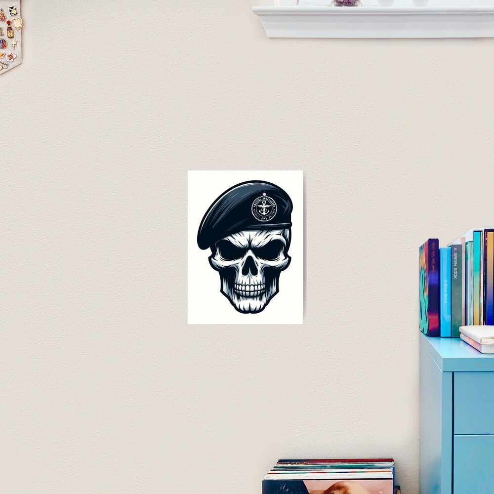 "Naval Special Forces Skull Emblem - Military Badge Design" Poster for ...