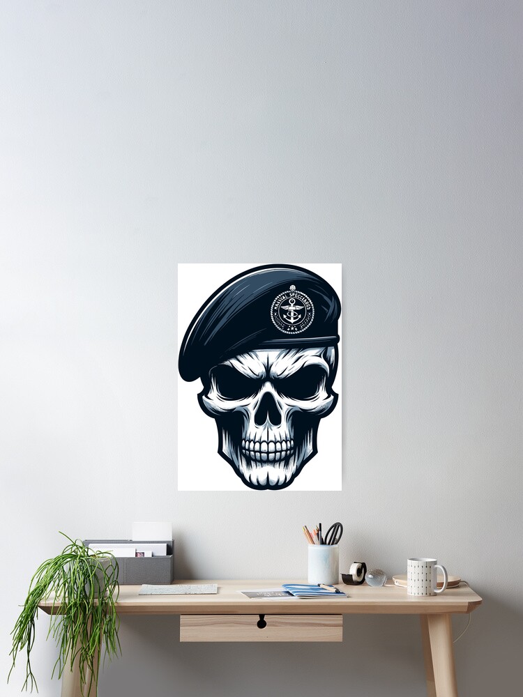 "Naval Special Forces Skull Emblem - Military Badge Design" Poster for ...