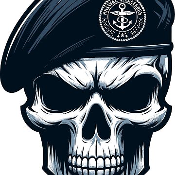 "Naval Special Forces Skull Emblem - Military Badge Design" Sticker for ...