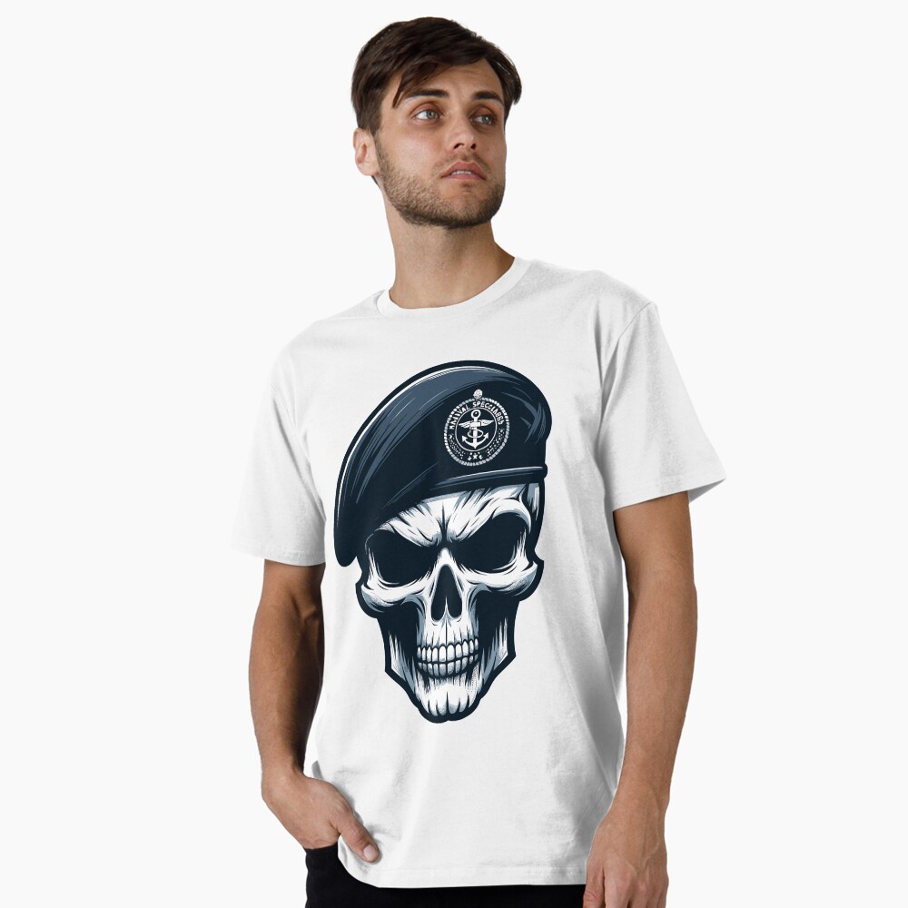 "Naval Special Forces Skull Emblem - Military Badge Design" Sticker for ...