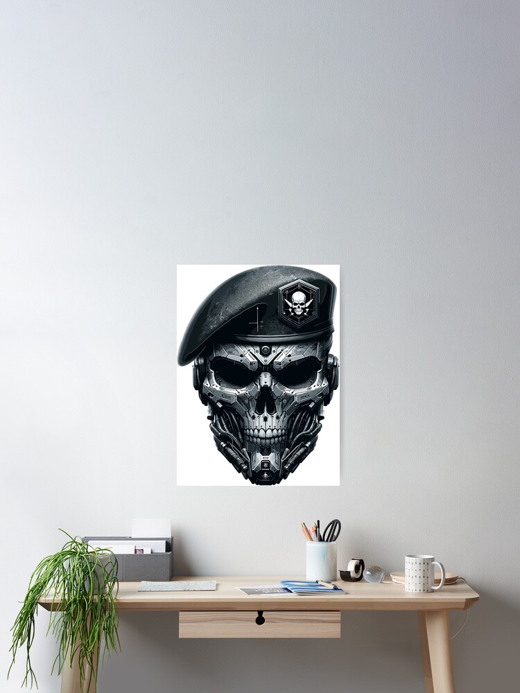 "Advanced Tactical Skull Beret - Military Cybernetic Design" Poster for ...