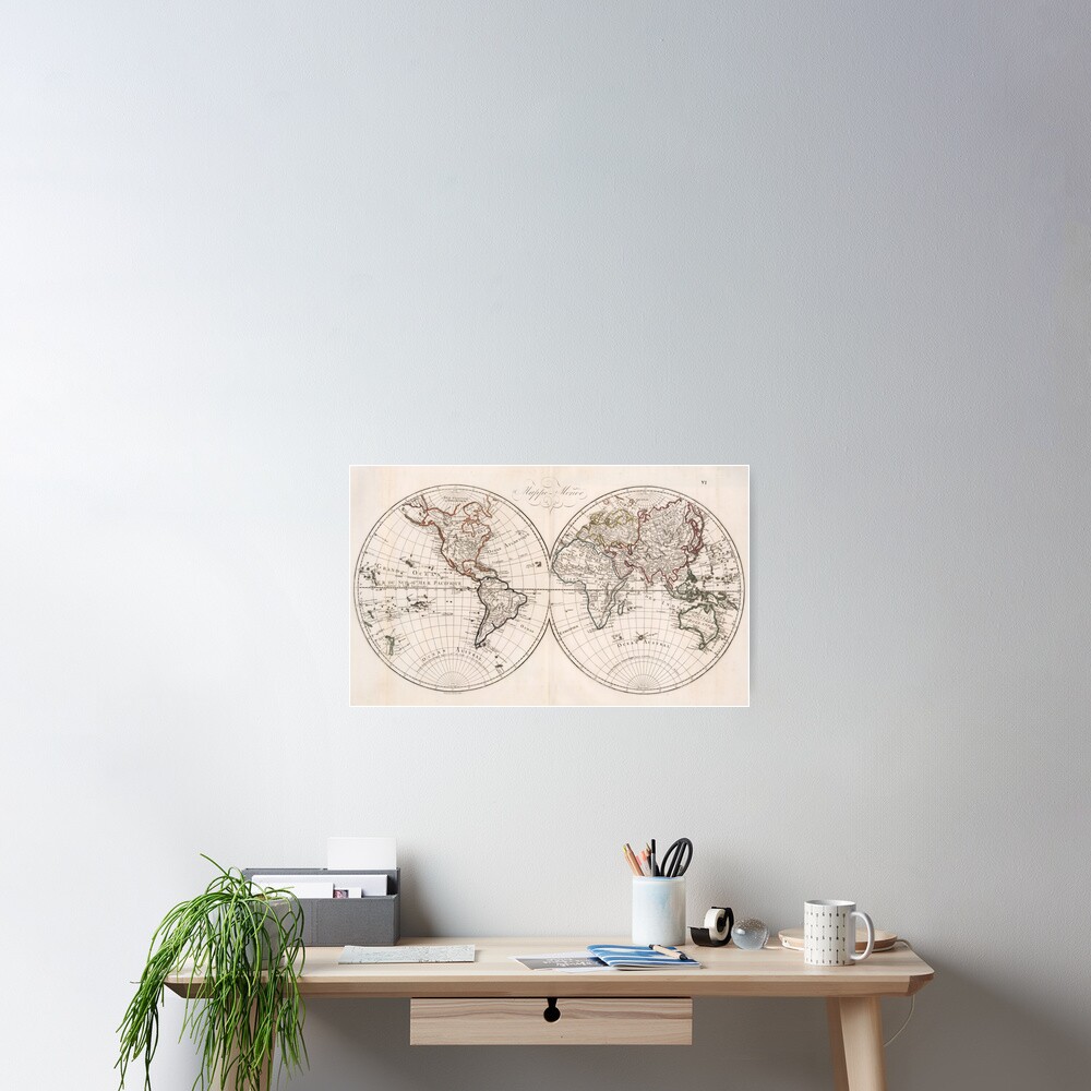 "Vintage Map of The World (1804)" Poster by BravuraMedia | Redbubble