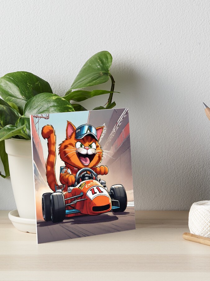 "Garfield the Cat driving a race car" Art Board Print for Sale by Mina ...