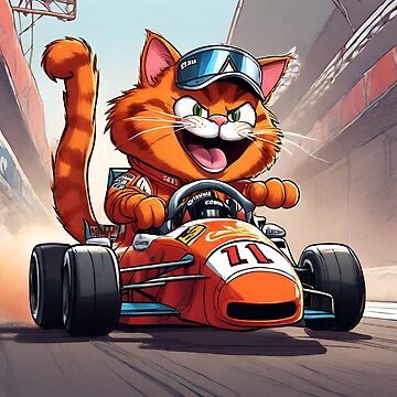 "Garfield the Cat driving a race car" Art Board Print for Sale by Mina ...