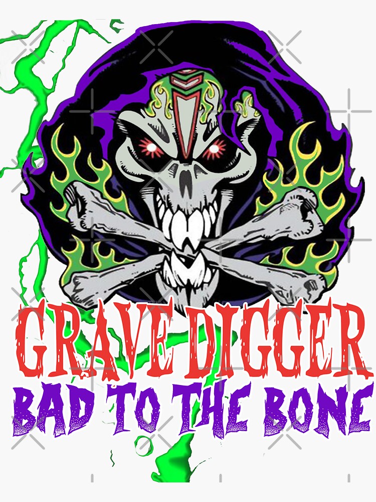 " Monster Truck Grave Digger Fan Art Men Boys & kids Toddler " Sticker ...