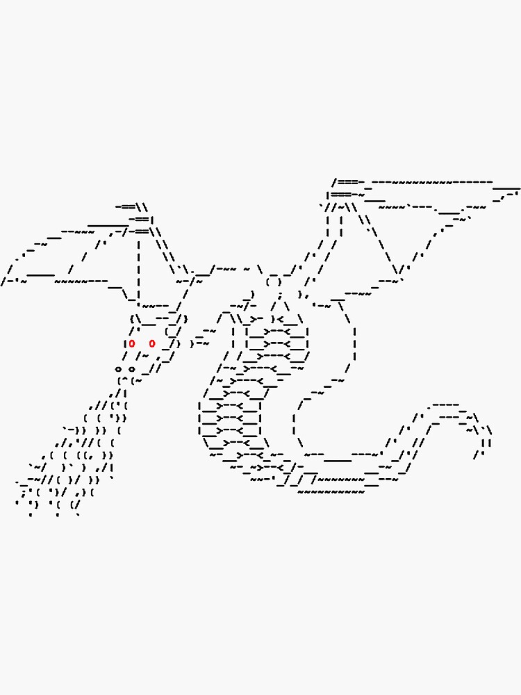 "Fire Breathing Dragon ASCII" Sticker for Sale by KnightlyDesigns ...