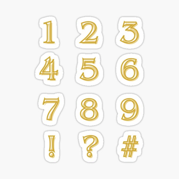 "aesthetic numbers 1-9 and special characters ?!#" Sticker by ...