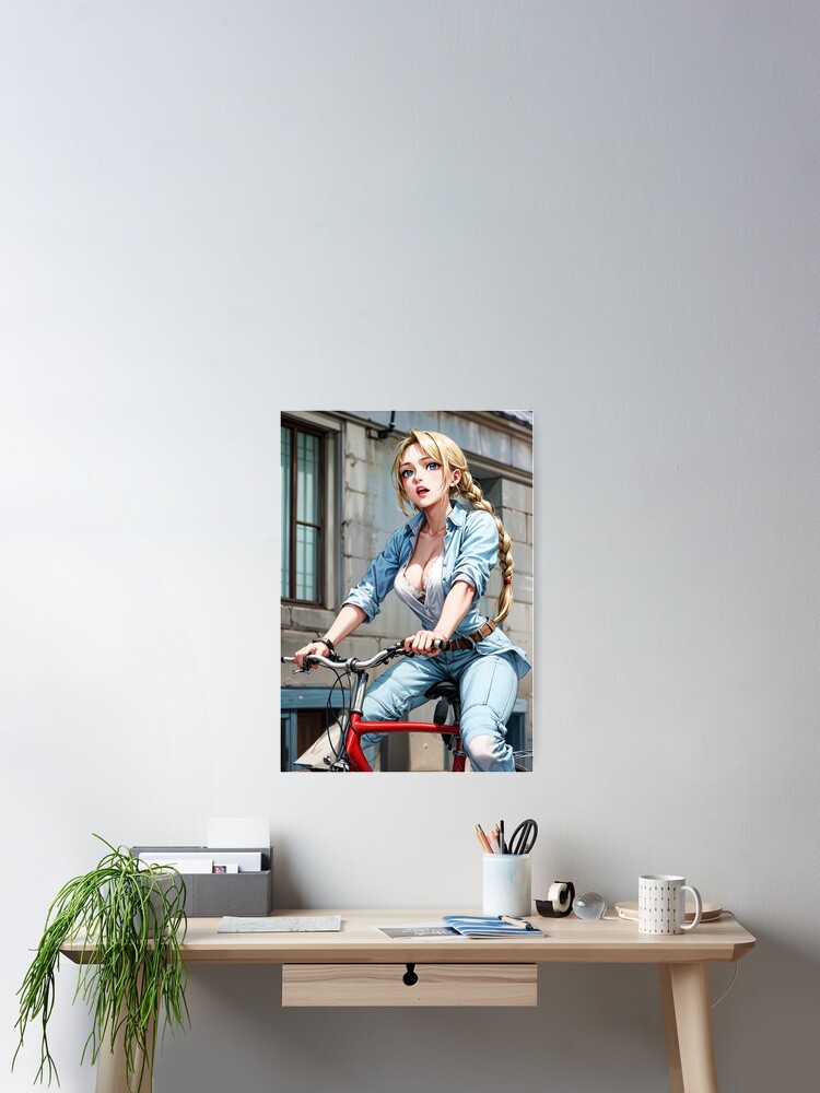 "Anime PinUp Girl: Suki Tanaka 039 (riding a bicycle)" Poster for Sale ...