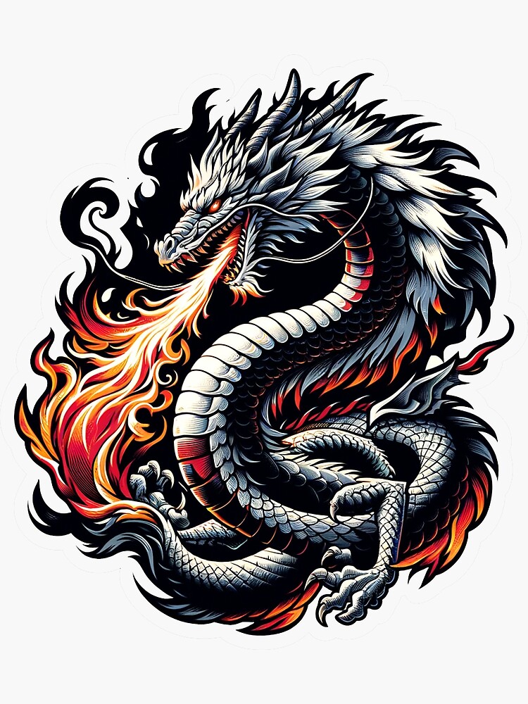 "Fire Breathing Dragon" Sticker for Sale by Flov45 | Redbubble