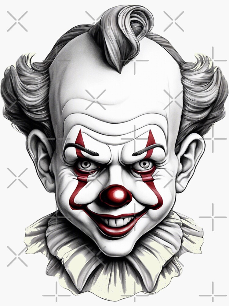 "A creepy clown with a chilling stare" Sticker for Sale by IrenVl ...