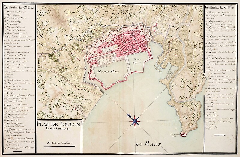 "Vintage Map of Toulon France (1724)" by BravuraMedia | Redbubble