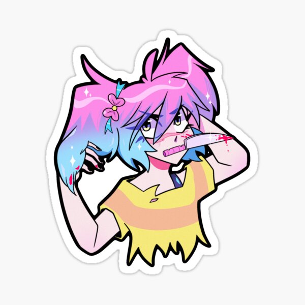 "woomi with knife" Sticker for Sale by Sammy-Jam | Redbubble