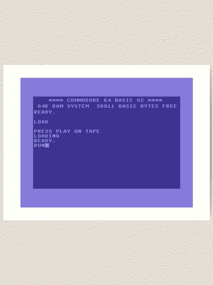 "Commodore 64 Boot Screen - Load a Tape" Art Print by ChoccyHobNob ...