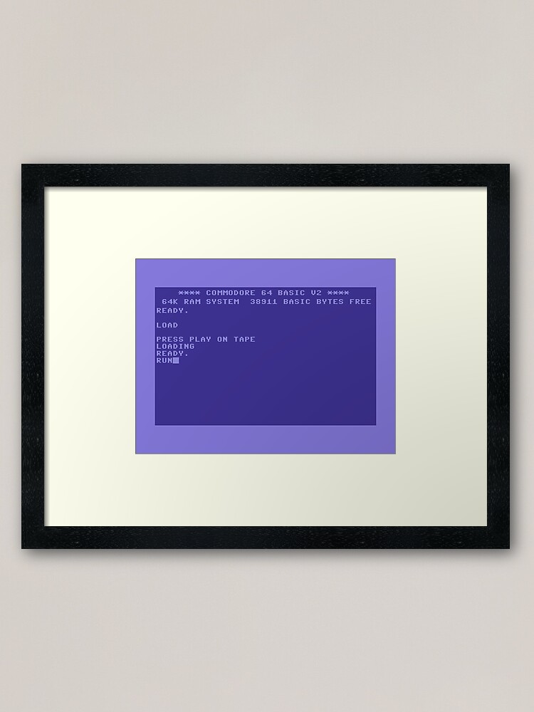 "Commodore 64 Boot Screen - Load a Tape" Framed Art Print by ...