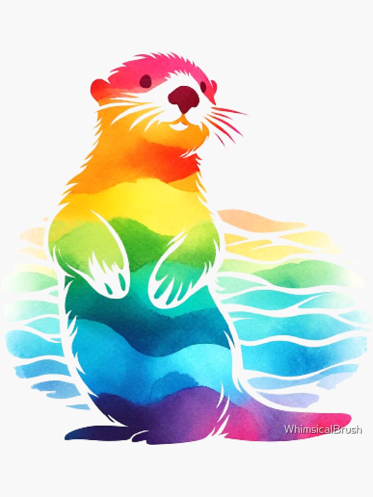 "Otter Rainbow Watercolor" Sticker for Sale by WhimsicalBrush | Redbubble