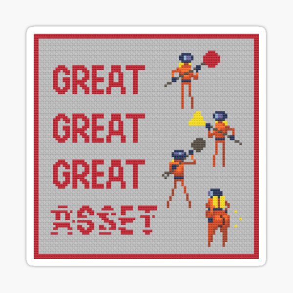 "Lethal Company cross stitch pattern Great Great Asset" Sticker for ...