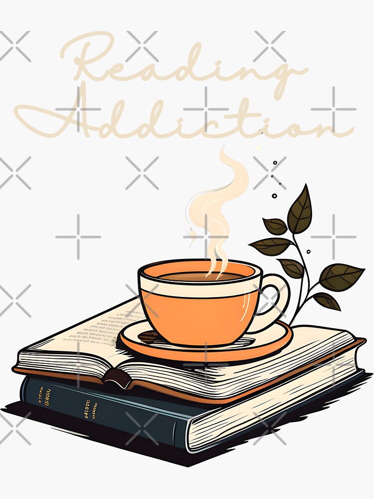 "Reading addiction" Sticker for Sale by CaffeineDose | Redbubble