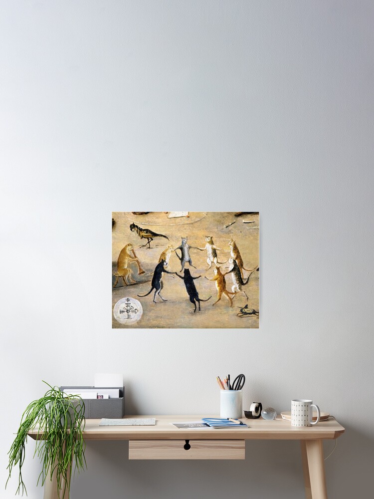 "Circle of Medieval Cats dancing Painting Witchy Flemish Art" Poster ...