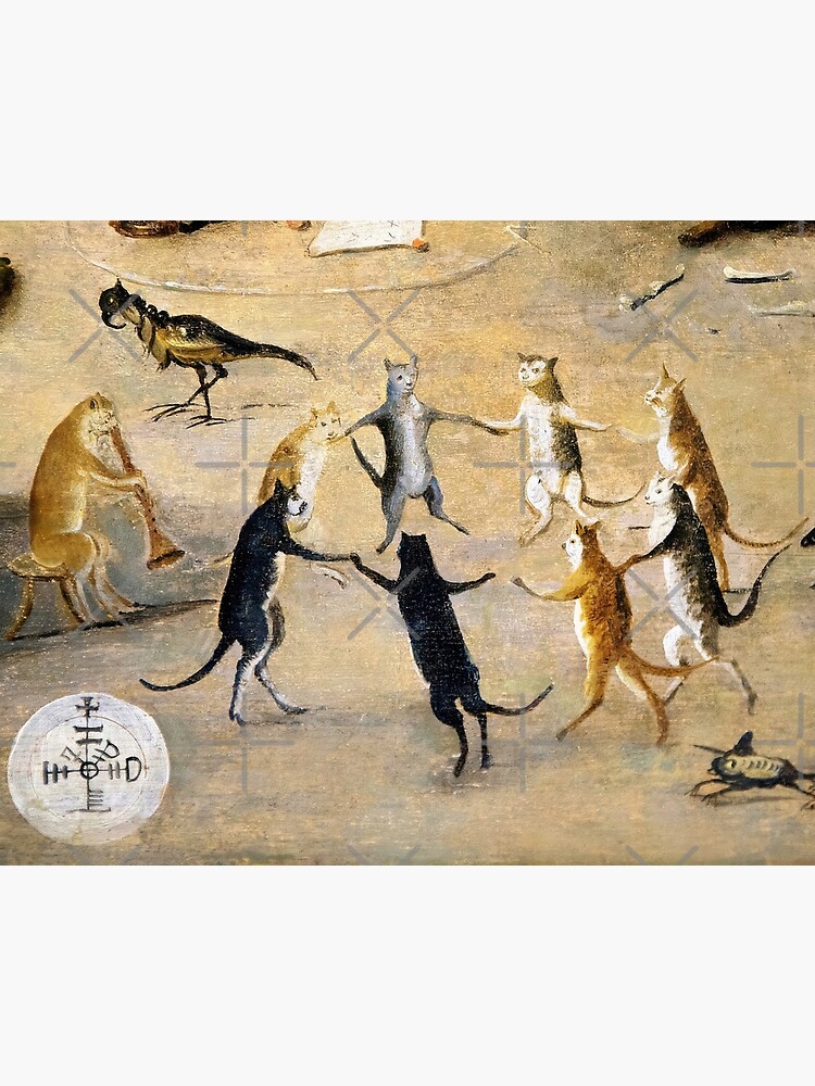 "Circle of Medieval Cats dancing Painting Witchy Flemish Art" Poster ...